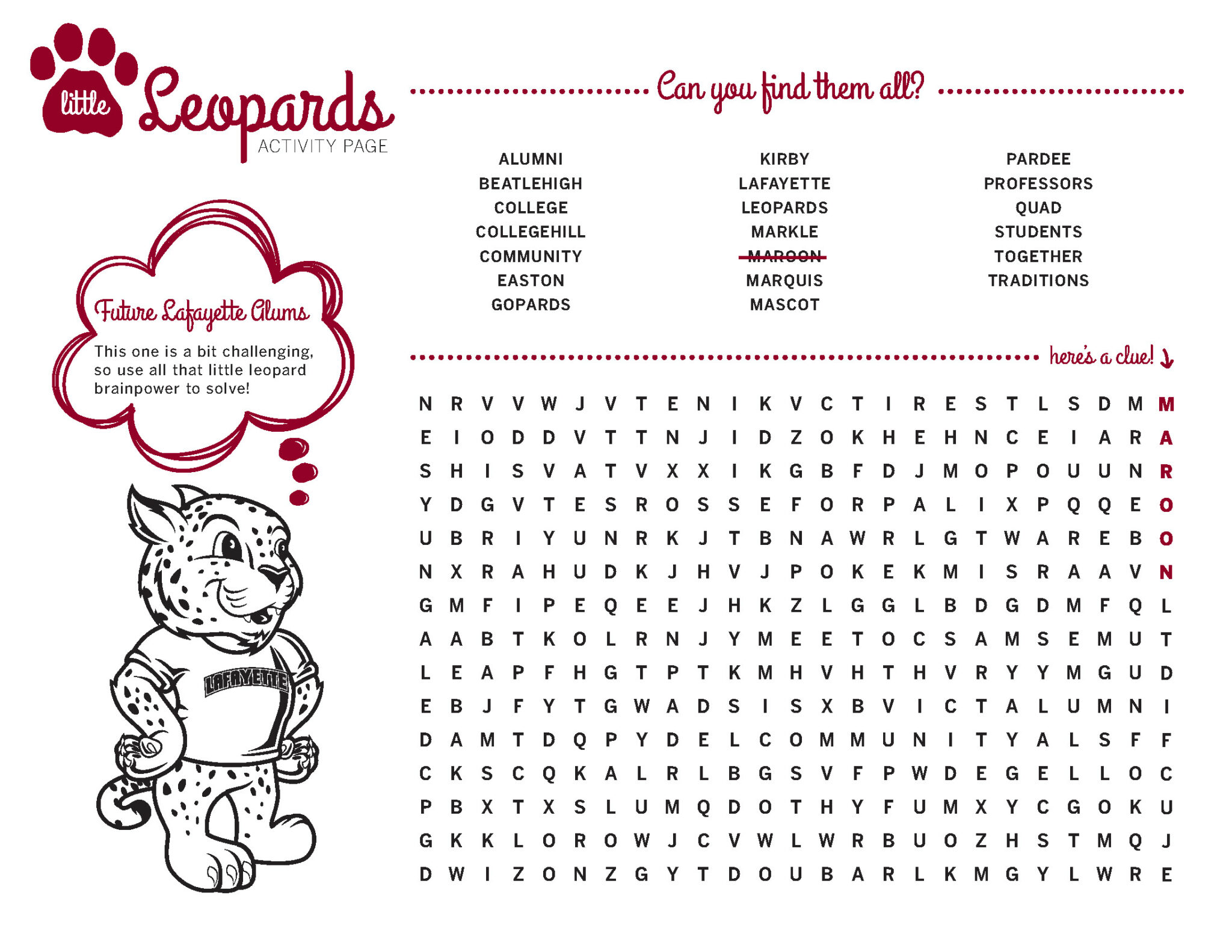 Little Leopards Activity Pages · News · Lafayette College